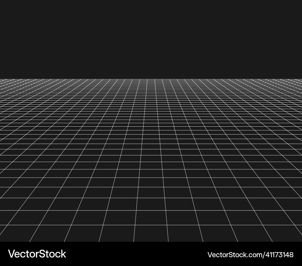 Wireframe perspective grid white infinity mesh Vector Image
