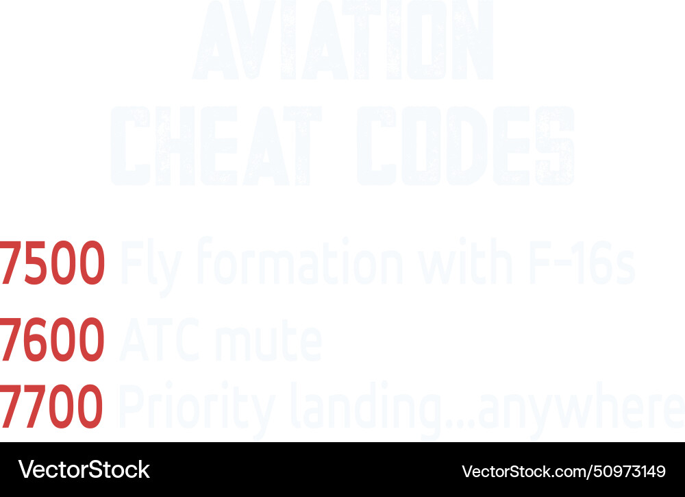 Aviation cheat codes - pilots and atc funny Vector Image