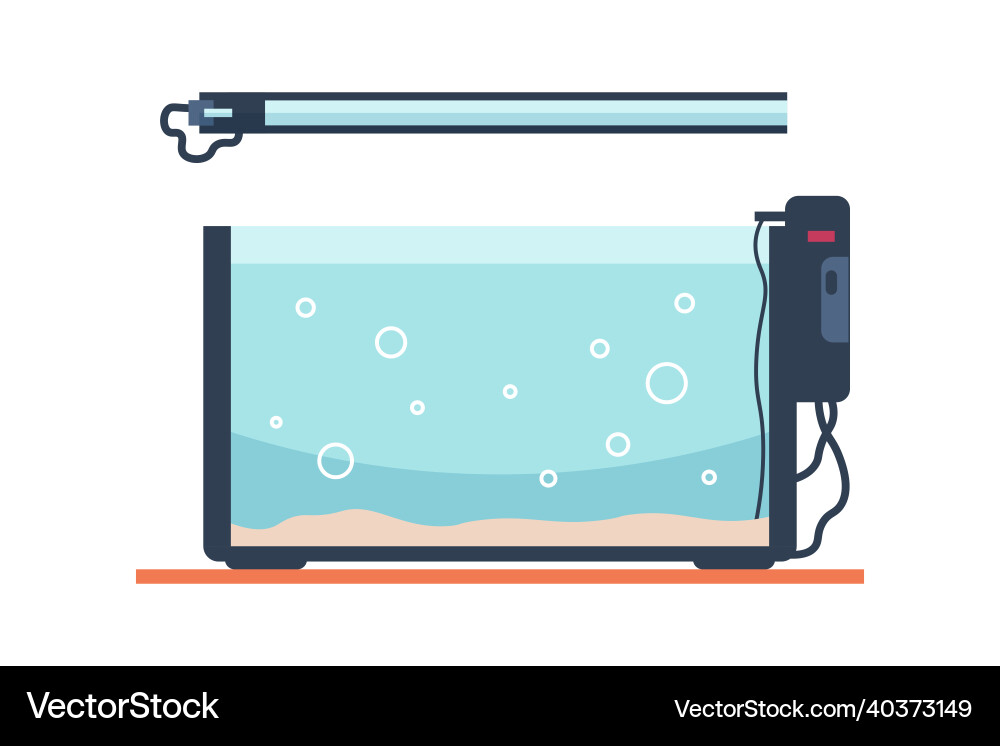Cartoon aquarium with water and lamp empty fish Vector Image