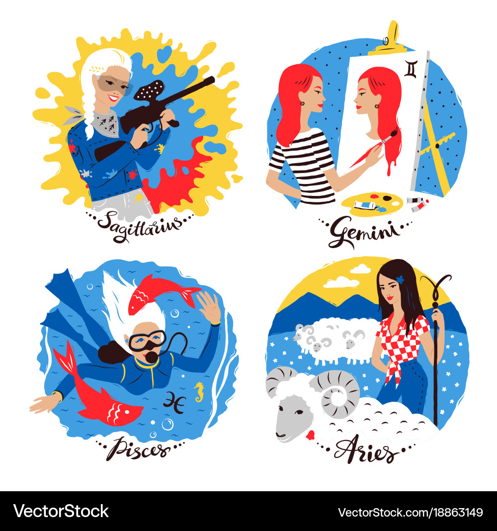 Collection of zodiac signs Royalty Free Vector Image