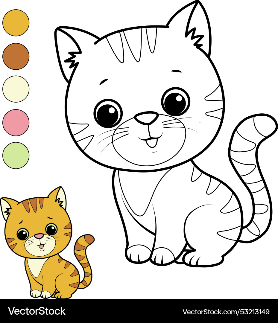 Coloring kitten Royalty Free Vector Image - VectorStock
