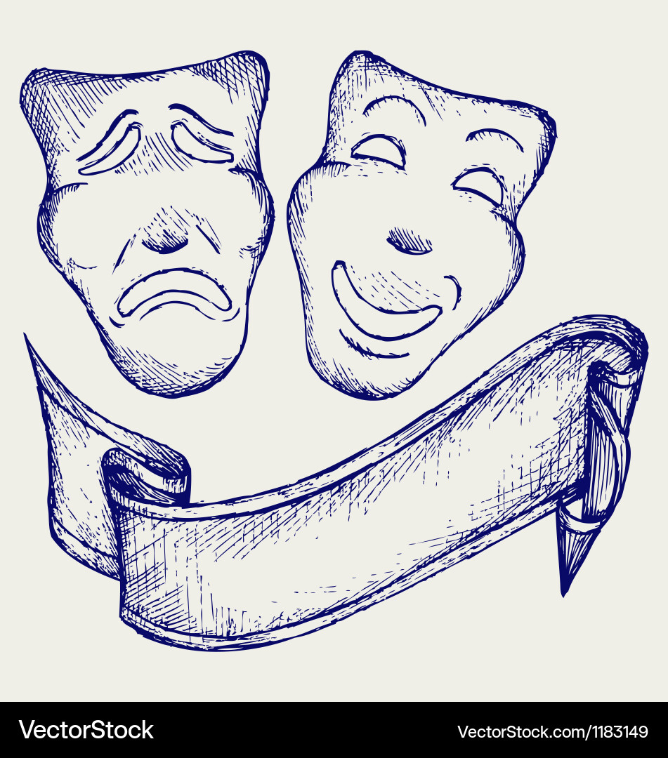 Comedy and tragedy theater masks Royalty Free Vector Image