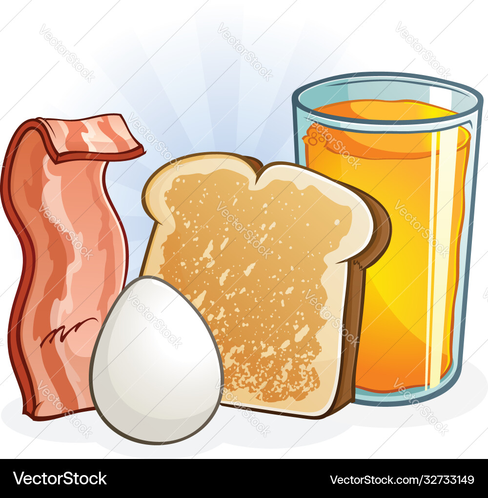 Complete balanced breakfast cartoon Royalty Free Vector