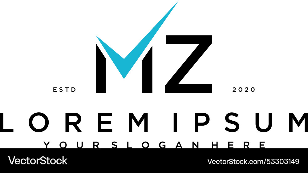 Creative letter mz checklist logo design concept Vector Image