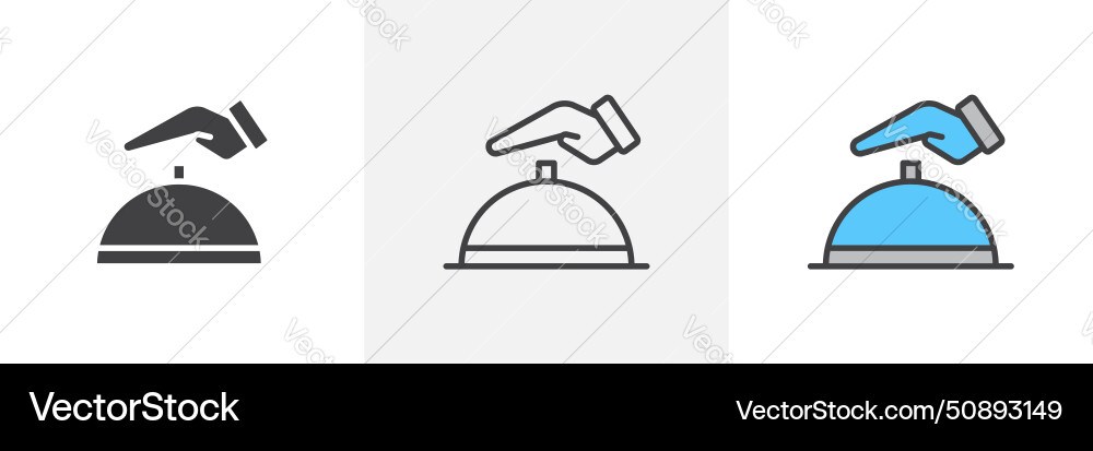 Hand touching service bell icon set ring Vector Image