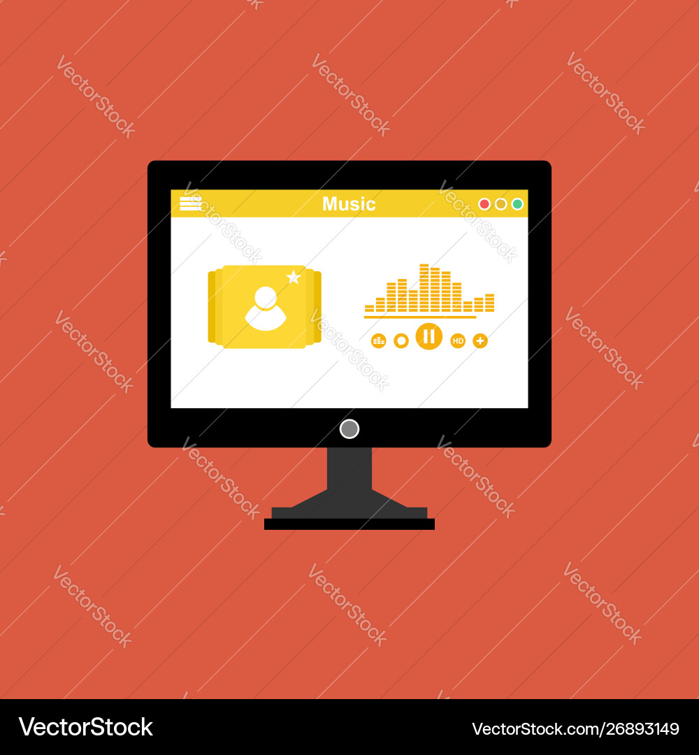 Media player application app template with flat Vector Image