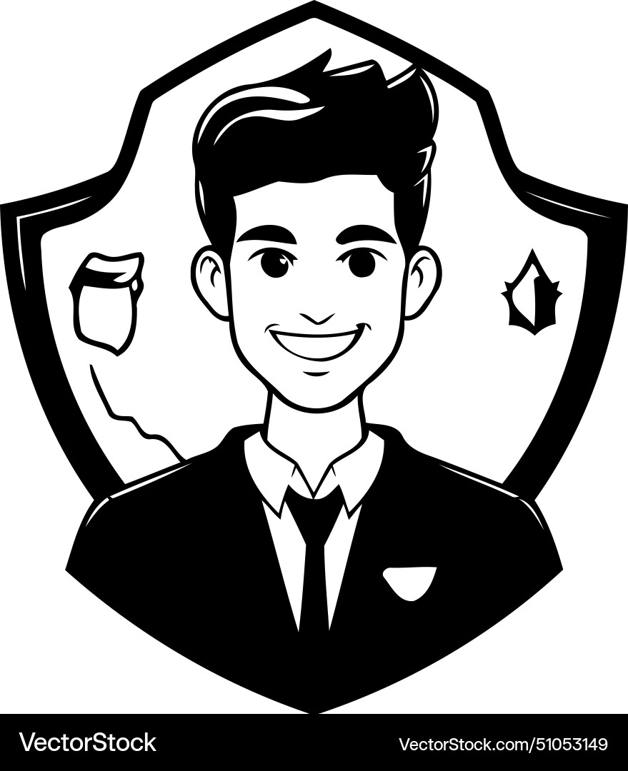 Security guard inside shield icon system Vector Image