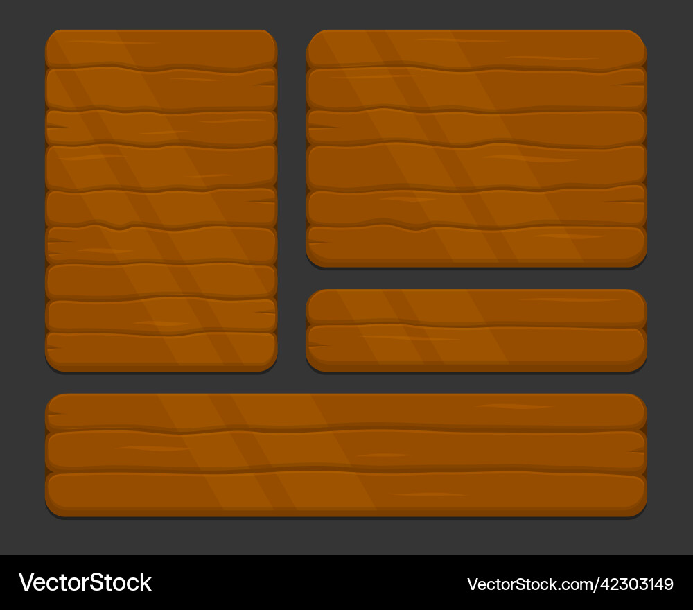 Wood ui background set in cartoon style Royalty Free Vector