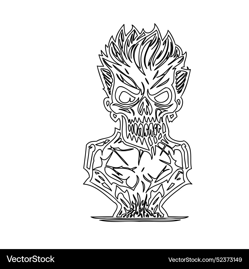 Zombie scary outline sketch Royalty Free Vector Image
