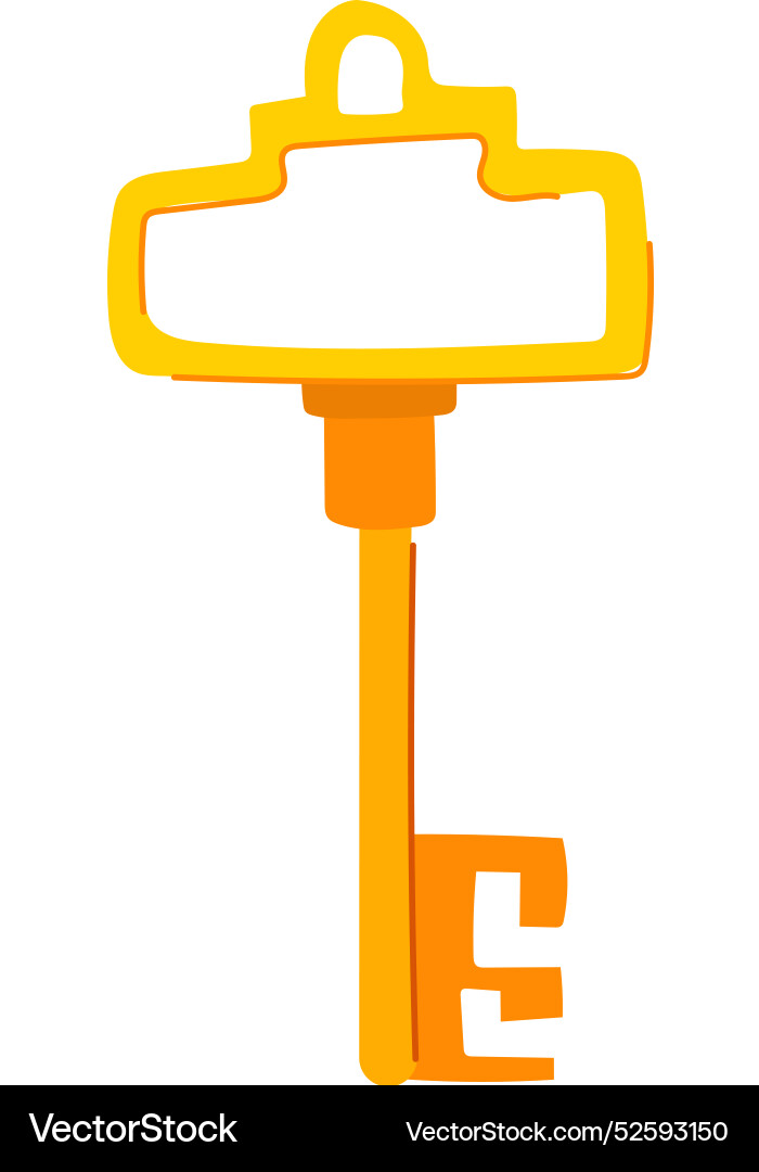 Antique golden key cartoon Royalty Free Vector Image