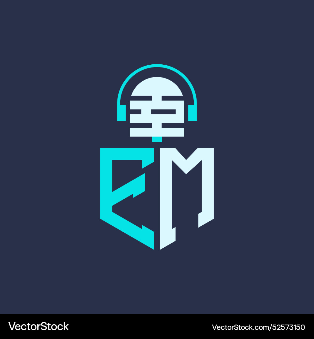 Em microphone logo design for audio music Vector Image