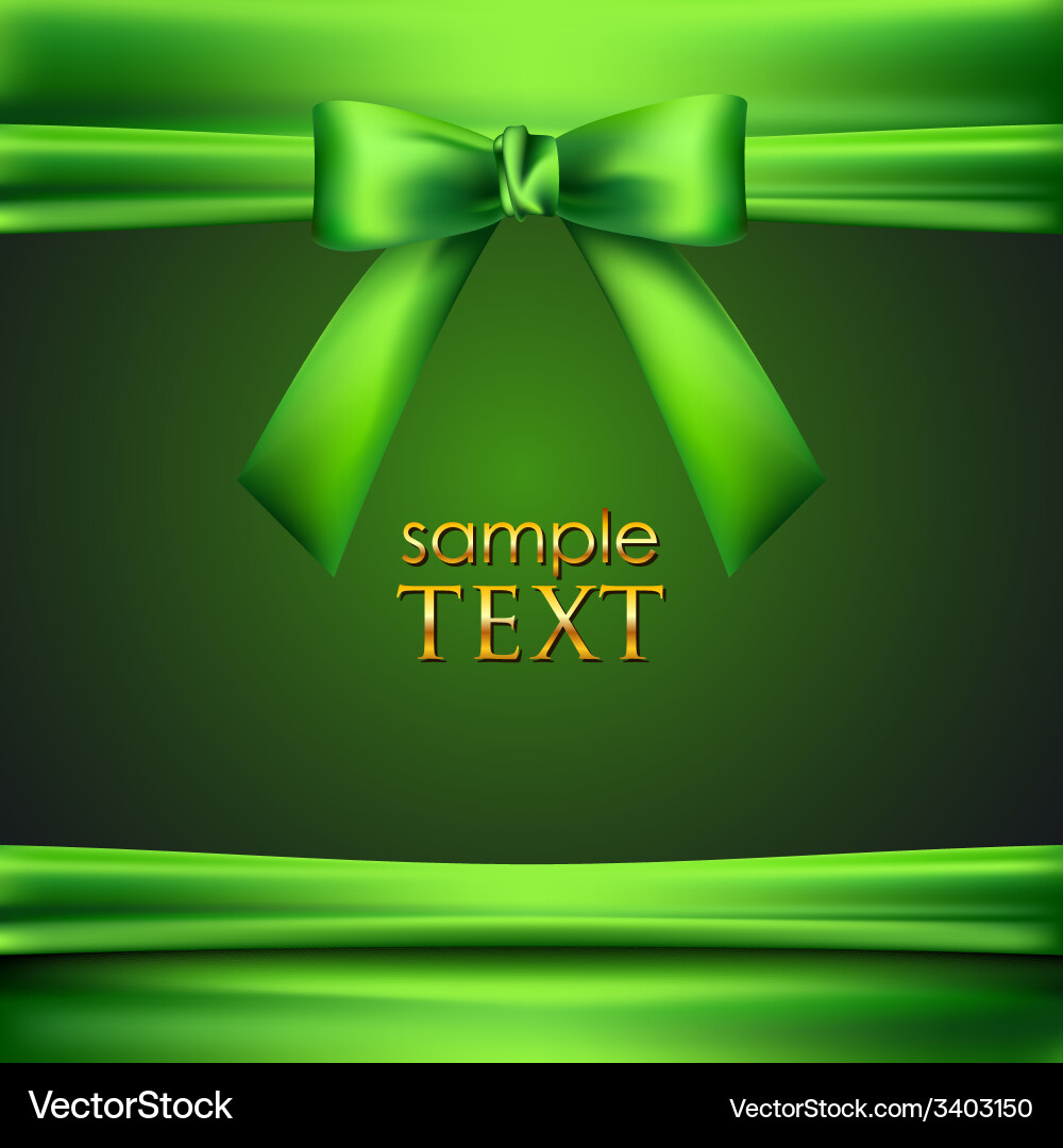 Green background with bow and ribbon Royalty Free Vector