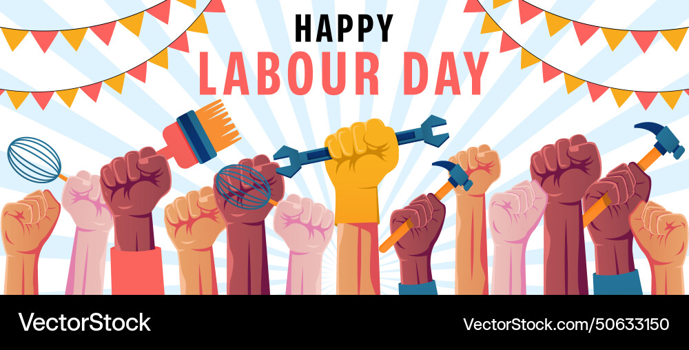 Happy labour day horizontal banner design Vector Image
