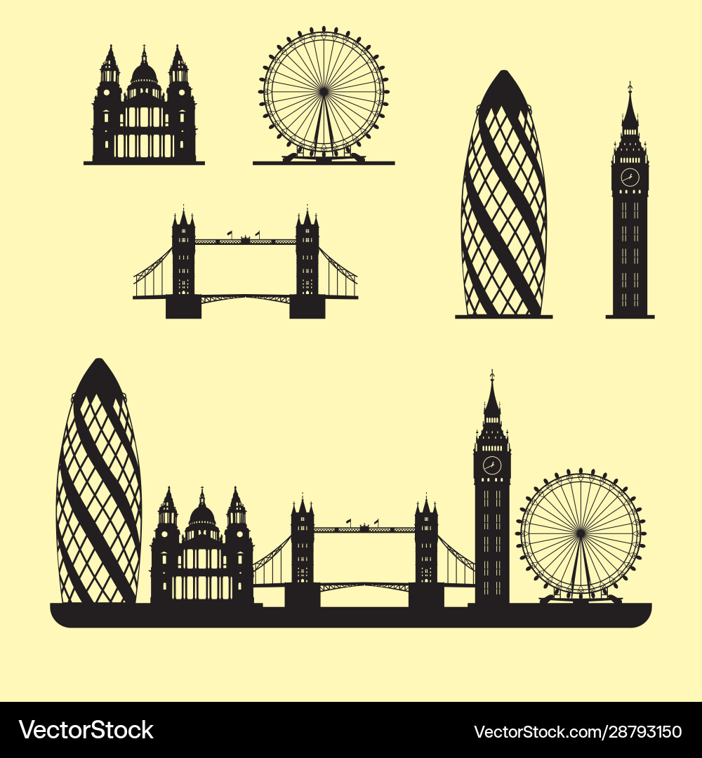 London england skyline panoramic Royalty Free Vector Image