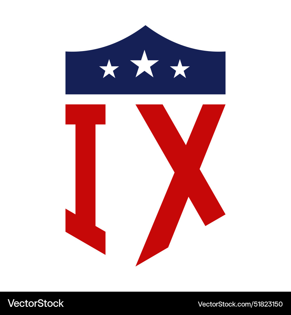Patriotic ix logo design letter Royalty Free Vector Image