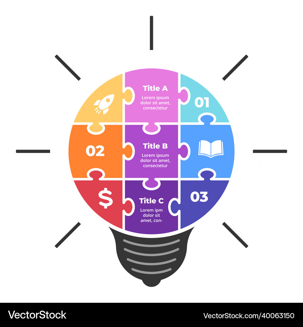 Puzzle light bulb infographic generating new Vector Image