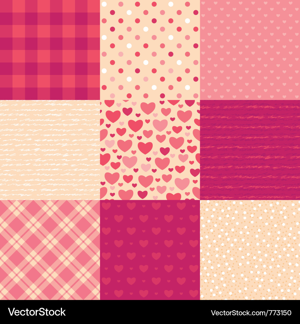 Romantic Hearts Pattern Set Royalty Free Vector Image