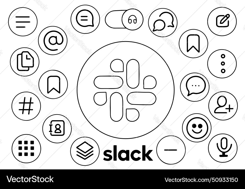Slack social networks one line Royalty Free Vector Image