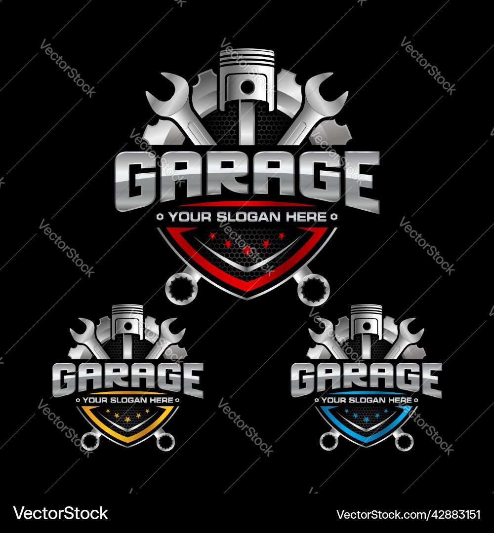 Automotive Garage Logo - Piston & Gear Vector Image