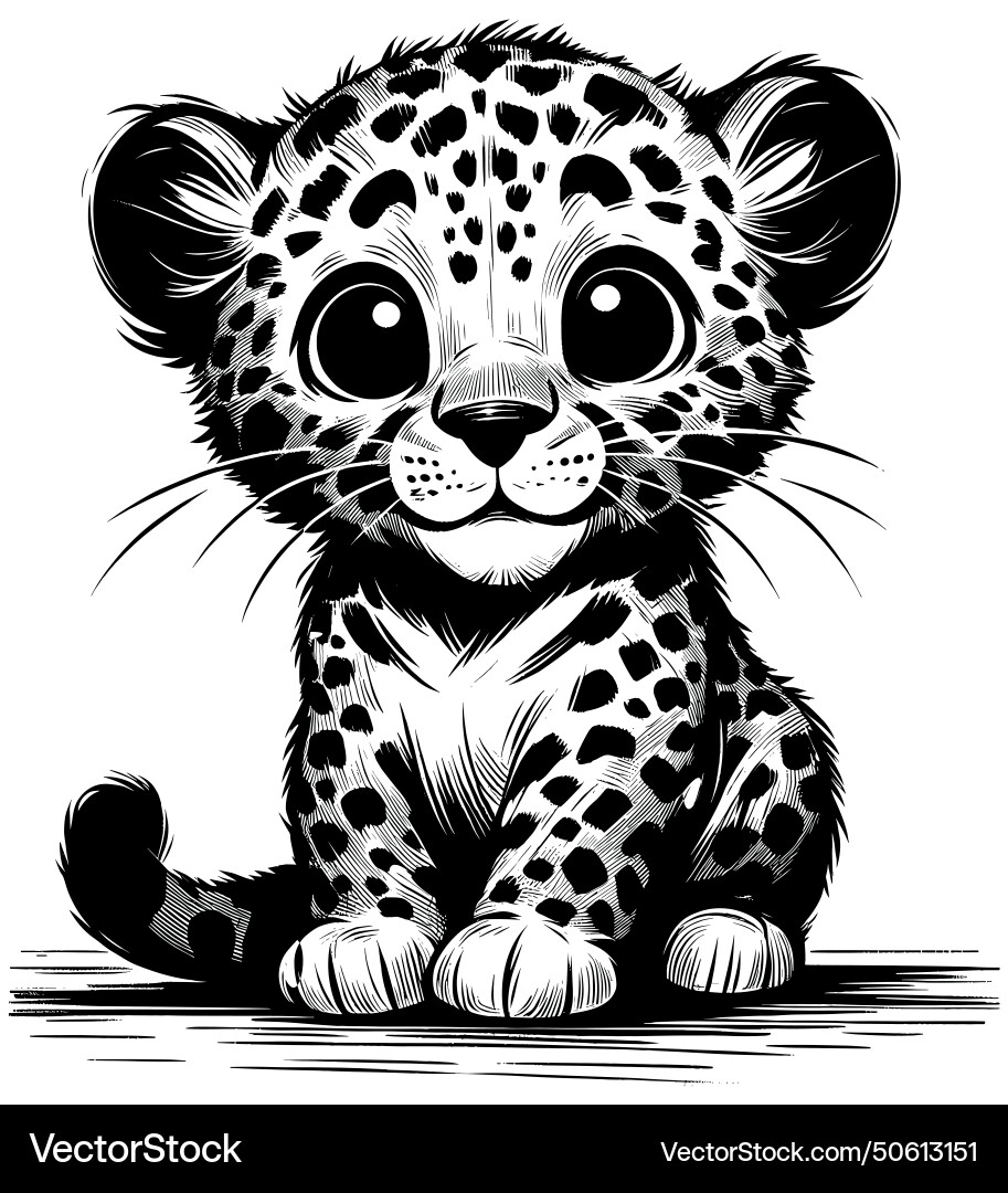 Baby african leopard linocut Royalty Free Vector Image