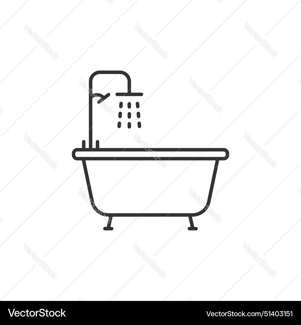 Bath icon in flat style bathroom on isolated Vector Image