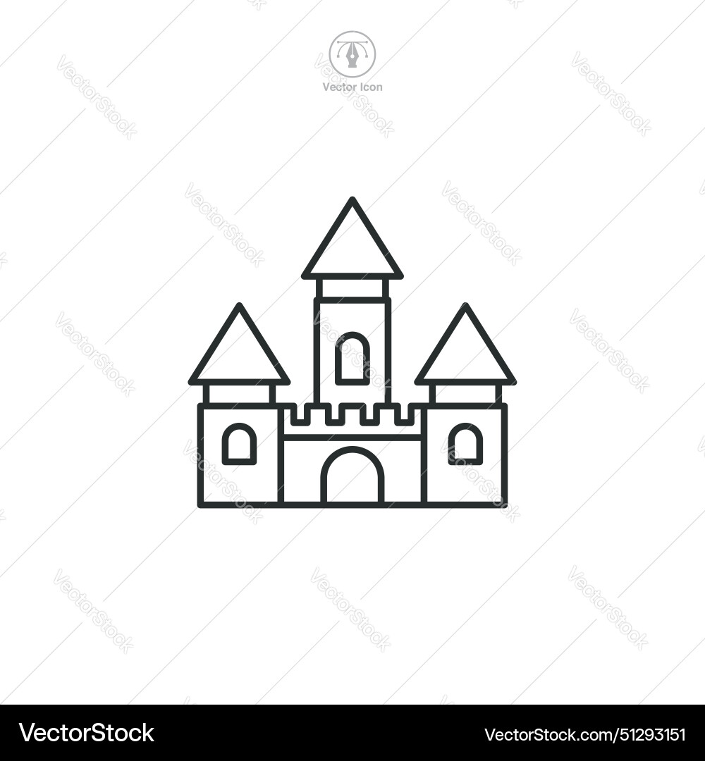 Castle icon symbol isolated on white background Vector Image