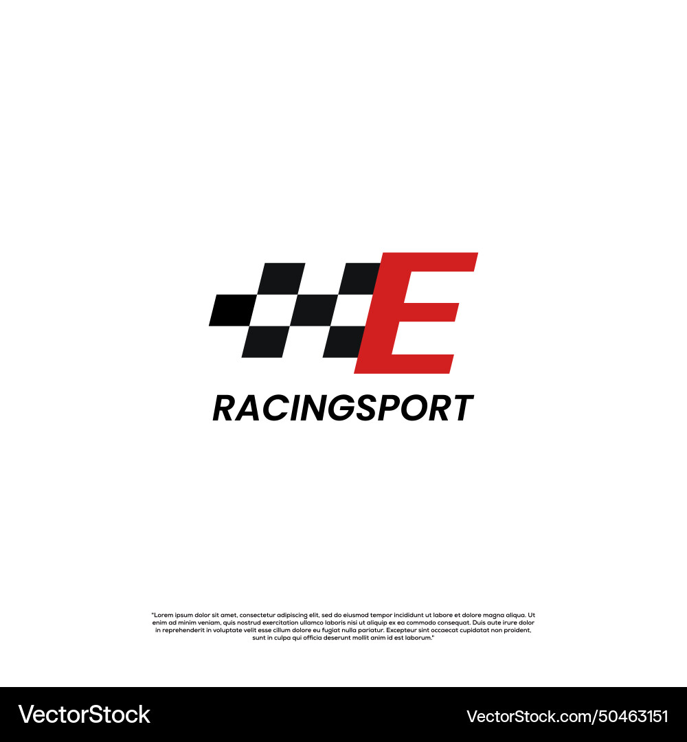 Letter e with racing flag icon template logo Vector Image