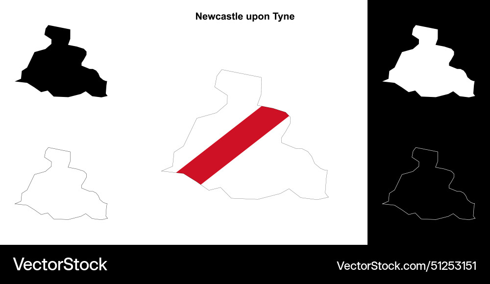 Newcastle upon tyne outline map Royalty Free Vector Image