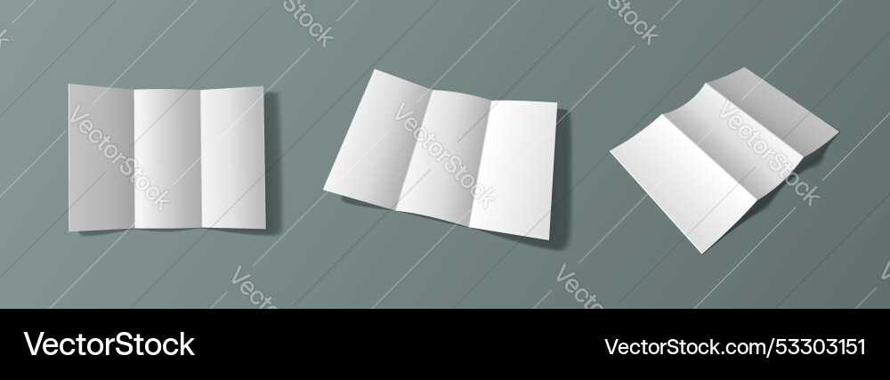 Tri fold white empty leaflet mockup Royalty Free Vector