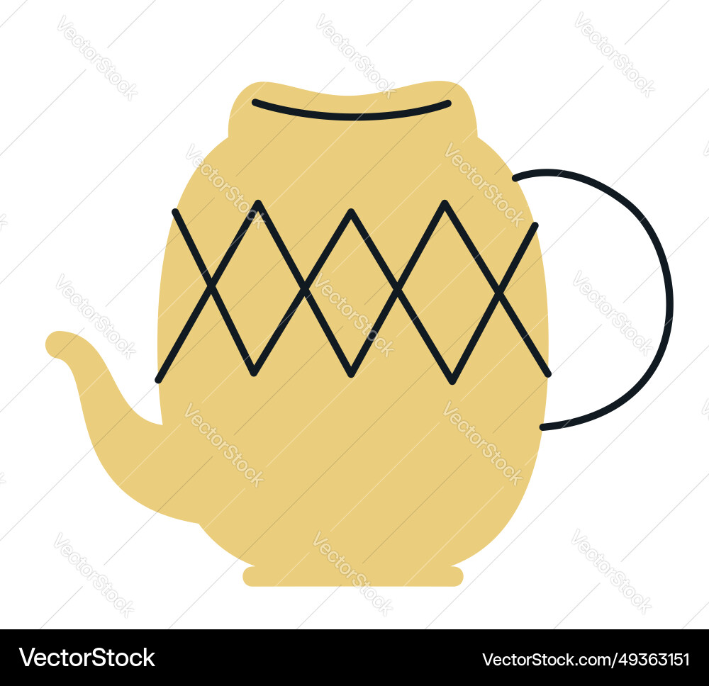 Yellow teapot in doodle style Royalty Free Vector Image