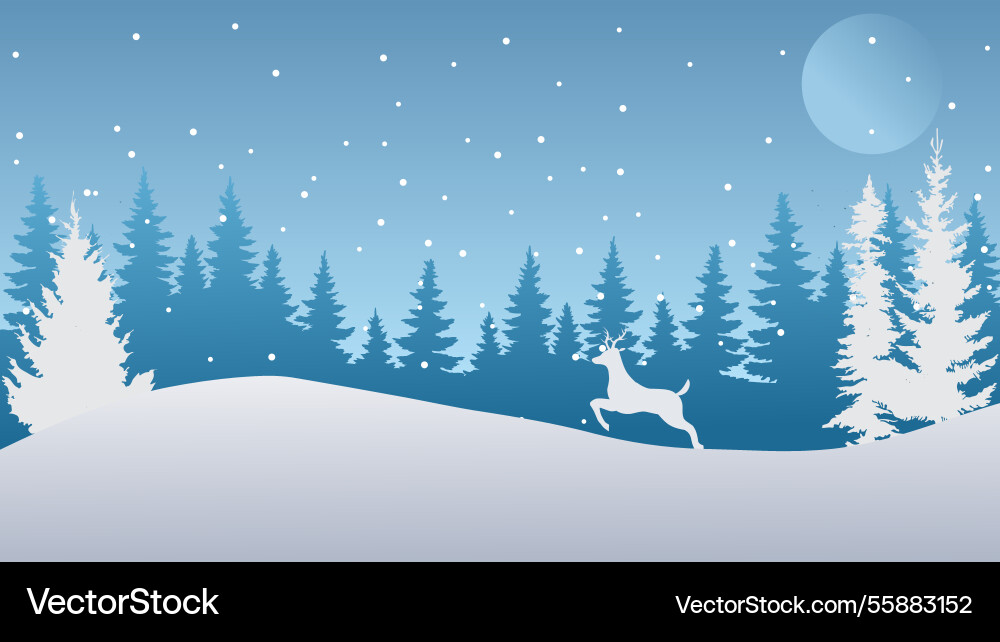 Beautiful winter landscape featuring snowy forest Vector Image