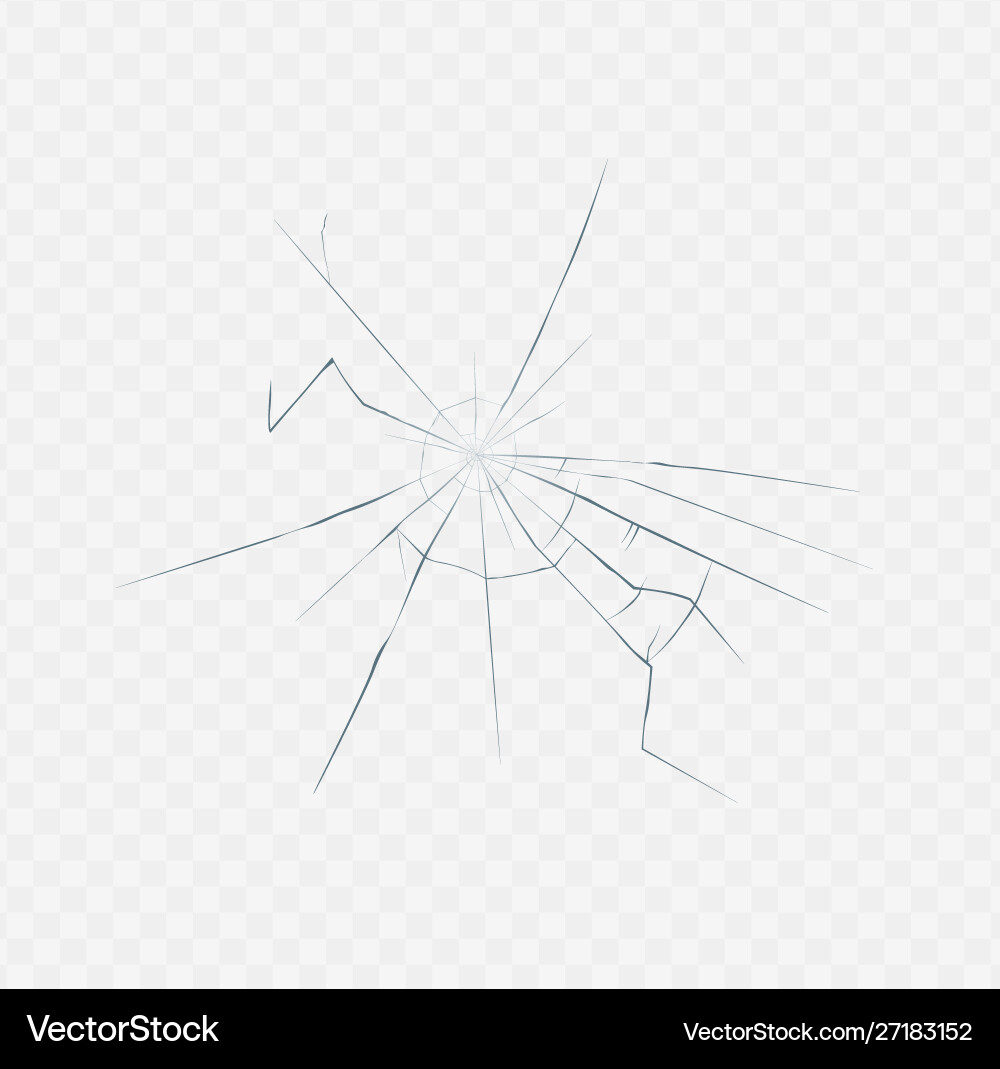 Broken glass texture isolated on white transparent