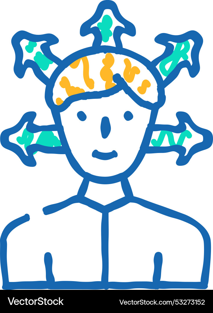 Choice of direction man icon doodle Royalty Free Vector