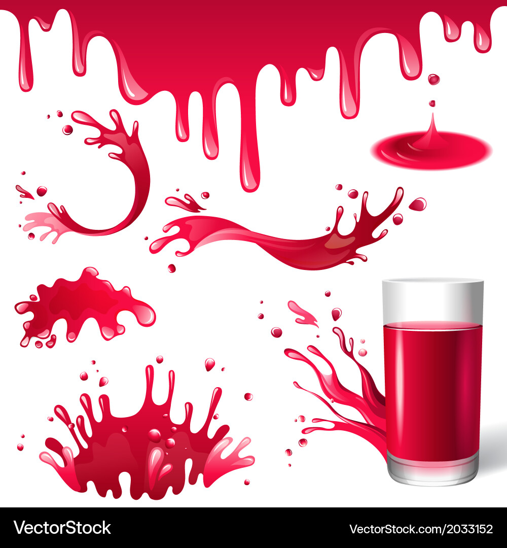 Red juice splashes Royalty Free Vector Image - VectorStock