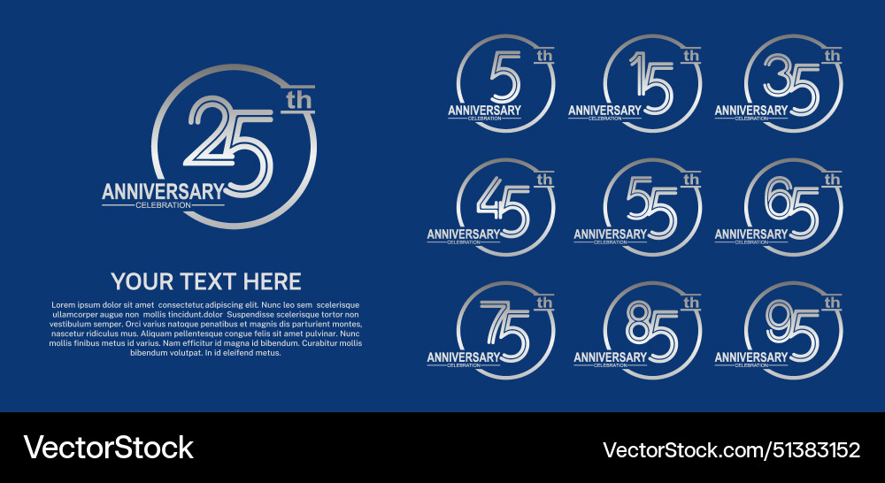 Set anniversary logotype premium collection Vector Image