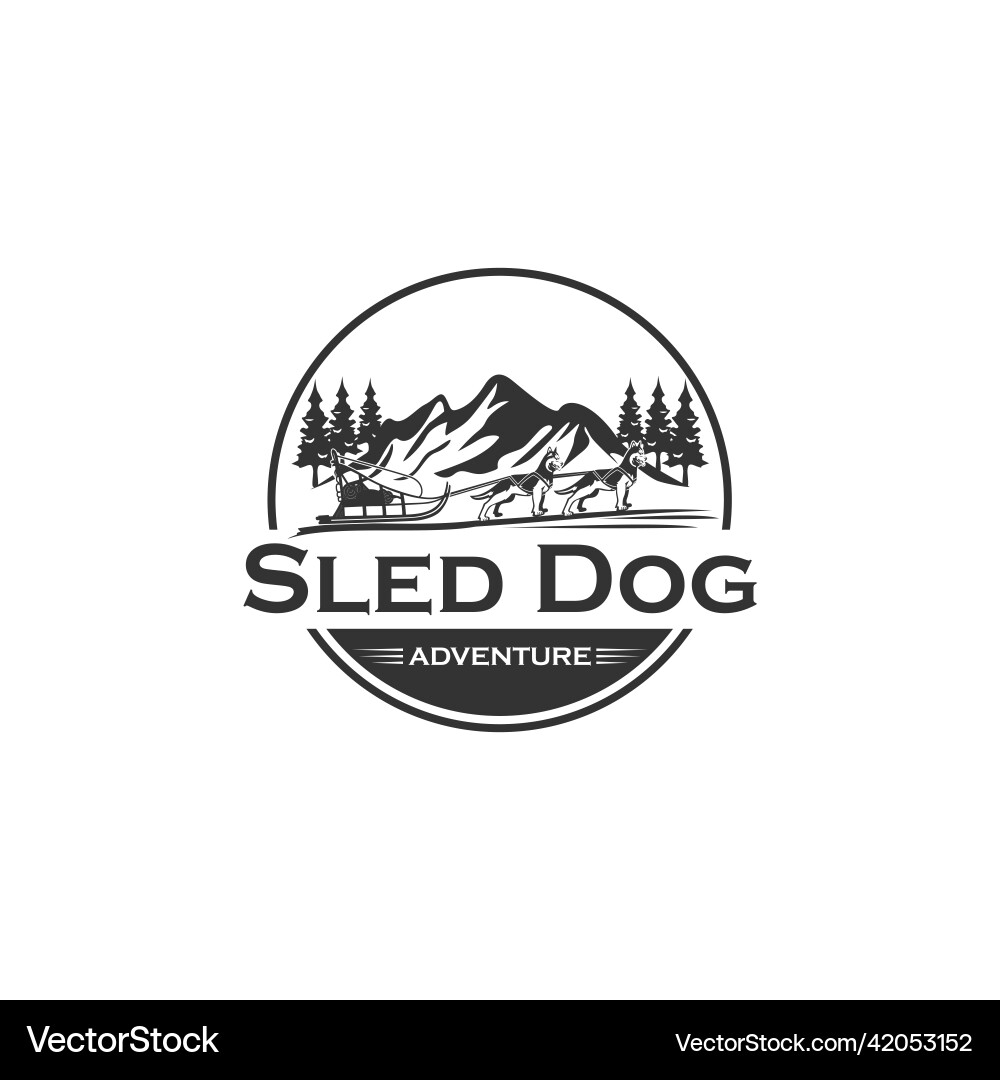 Sled dogs adventure logo Royalty Free Vector Image