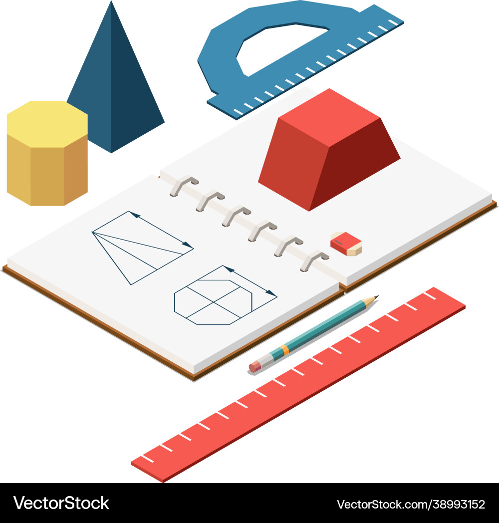 Study geometry isometric composition Royalty Free Vector