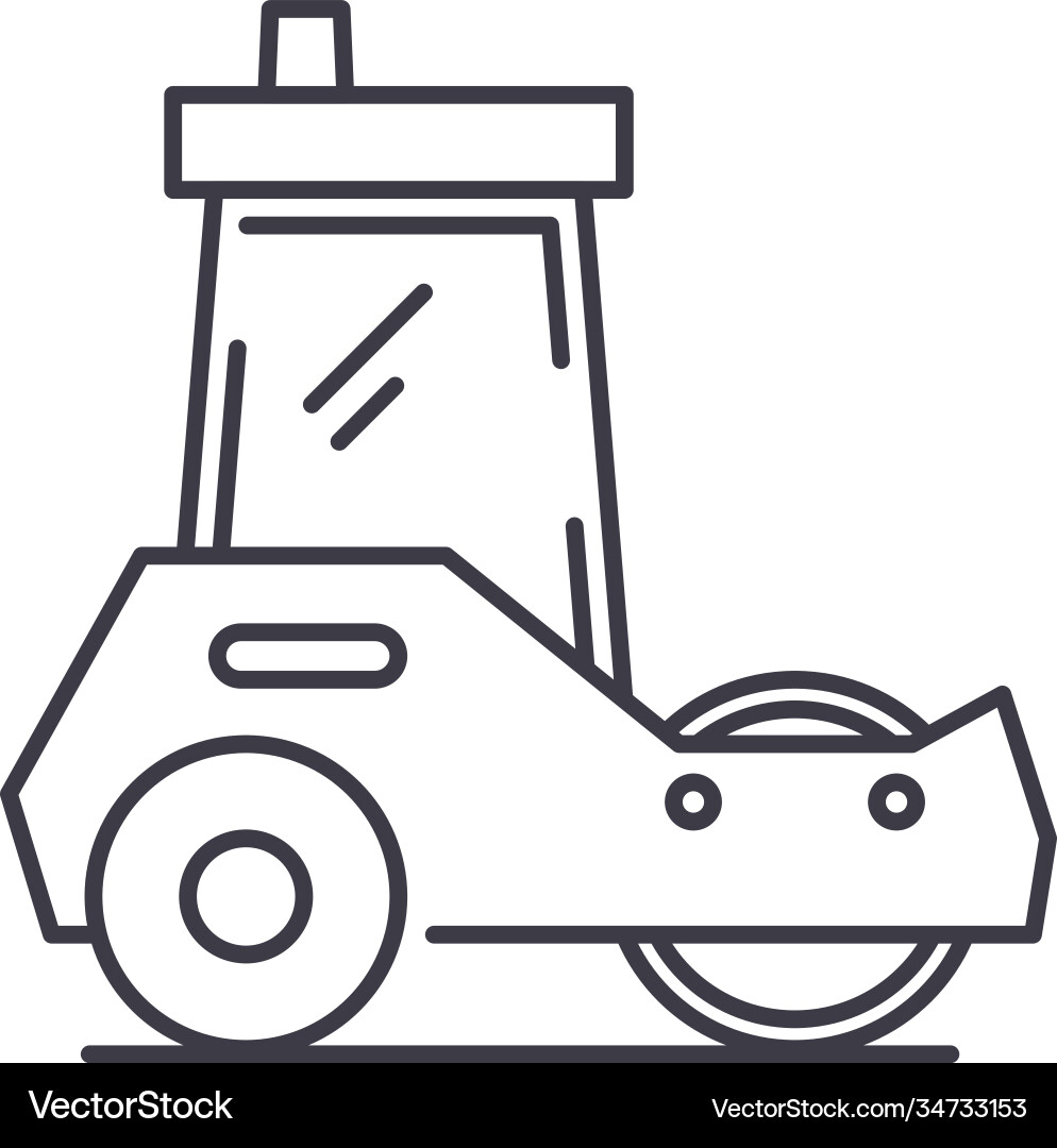 Asphalt Paver Icon - Linear Style Royalty Free Vector Image