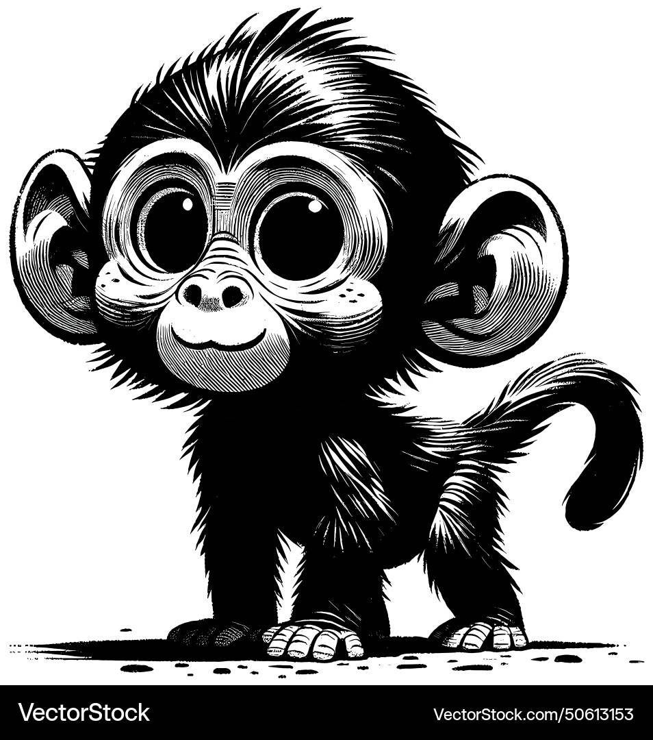 Baby baboon linocut Royalty Free Vector Image - VectorStock