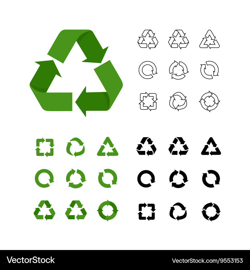 Big collection of recycle reuse icons Royalty Free Vector