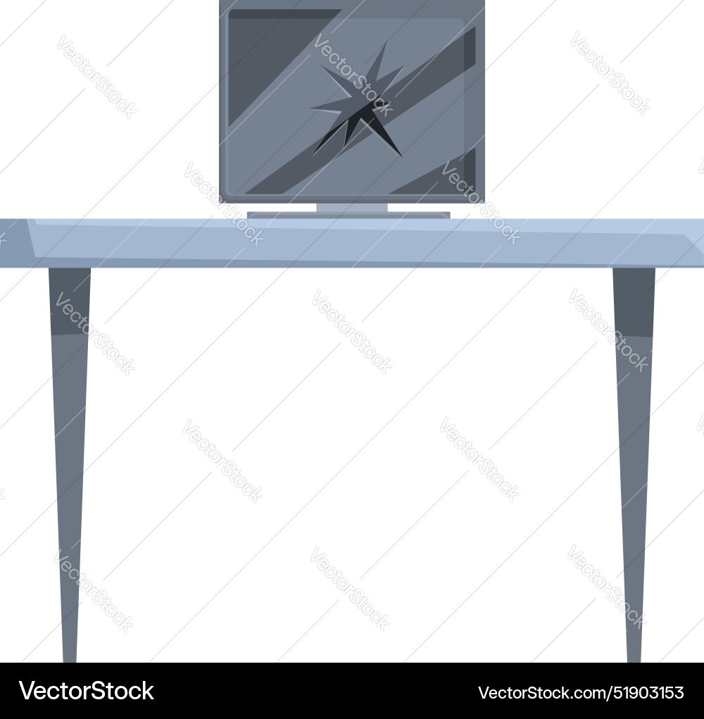 Broken computer monitor displaying damaged screen Vector Image