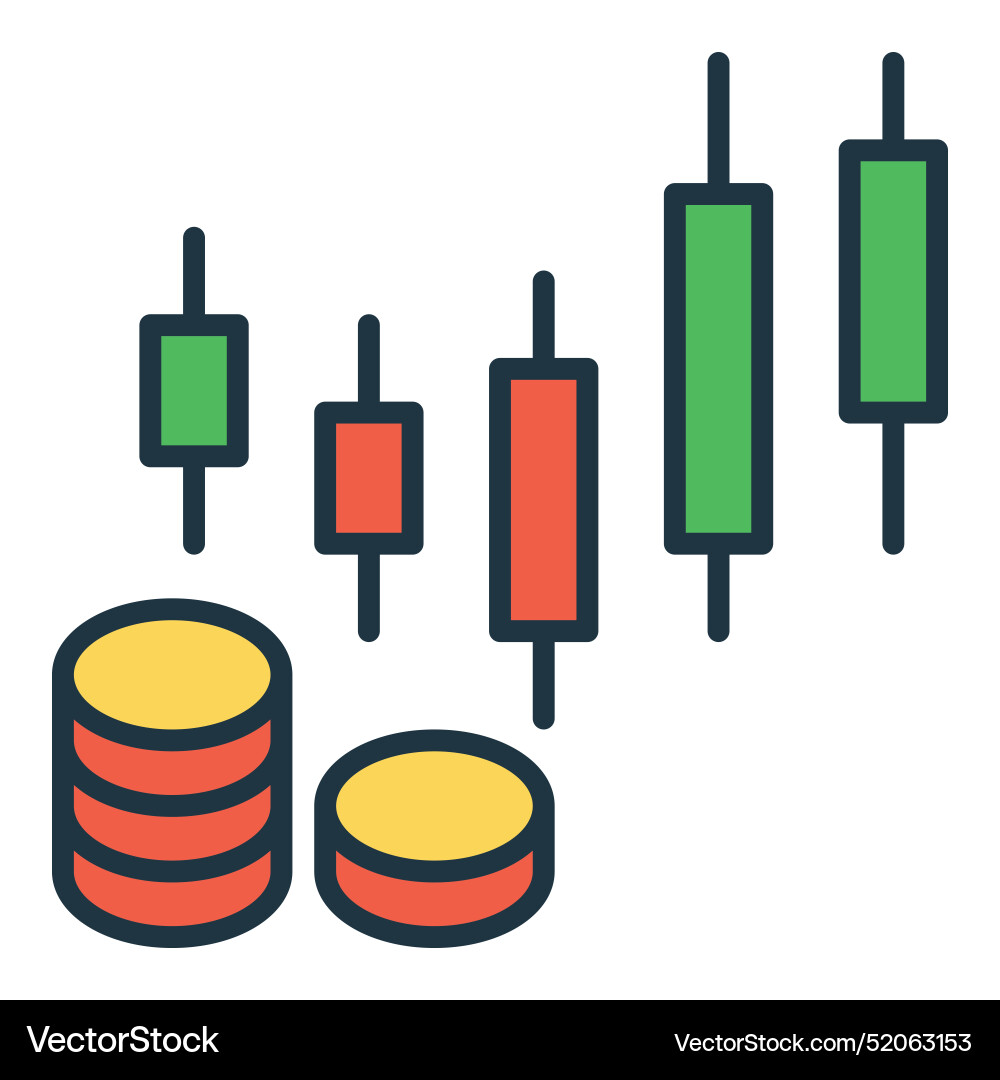 Candlestick formation and coins technical Vector Image