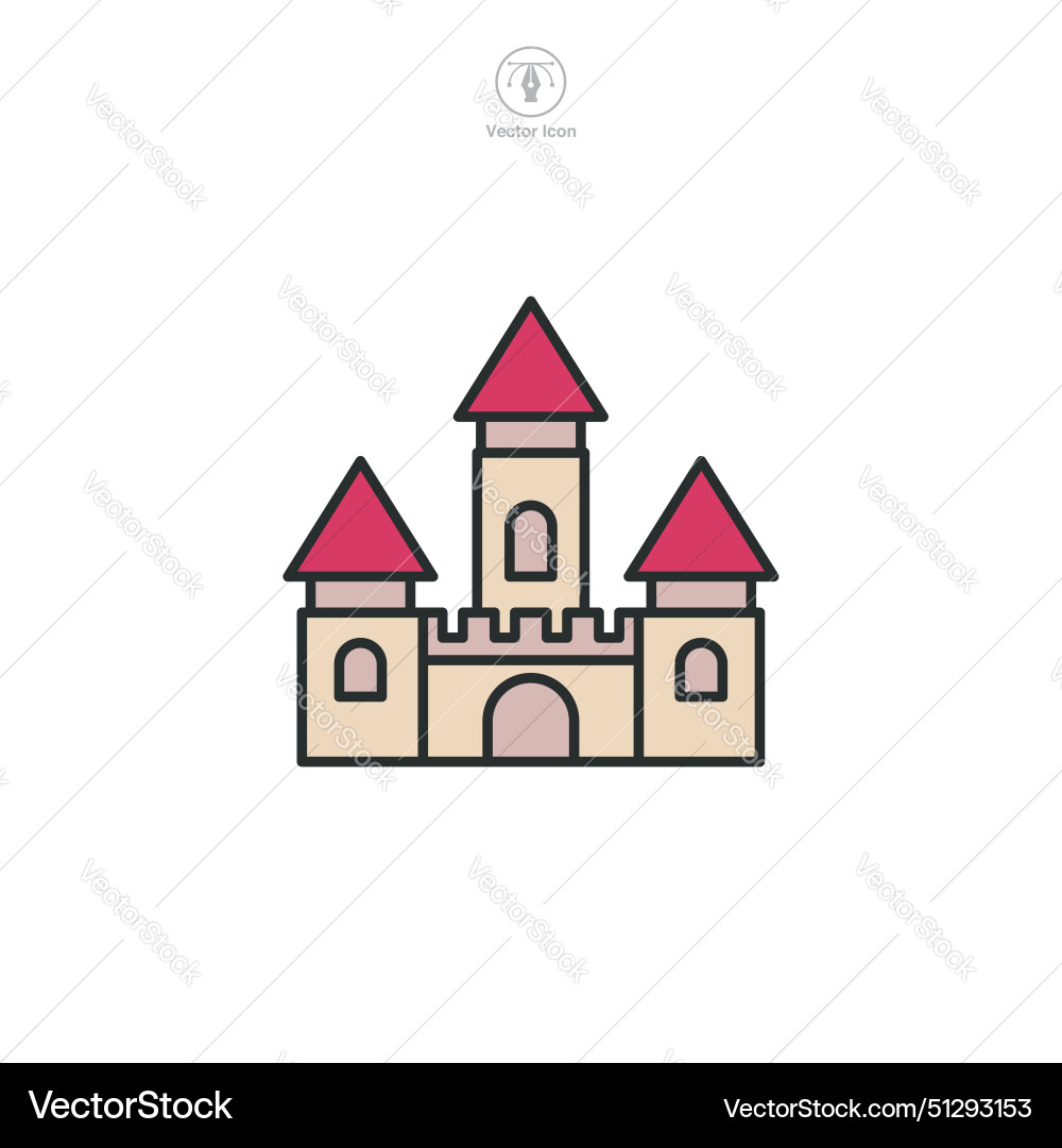 Castle icon symbol isolated on white background Vector Image