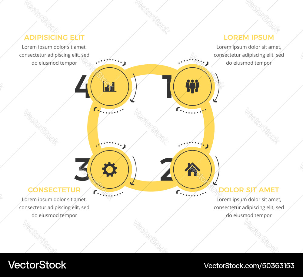 Circle diagram template - four elements Royalty Free Vector