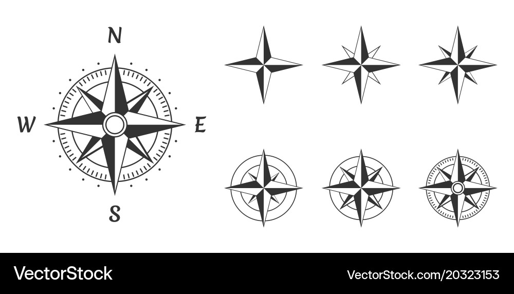 Compass wind rose Royalty Free Vector Image - VectorStock