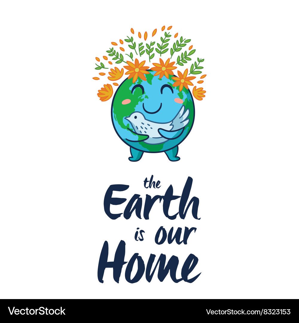 Earth globe cartoon card Royalty Free Vector Image