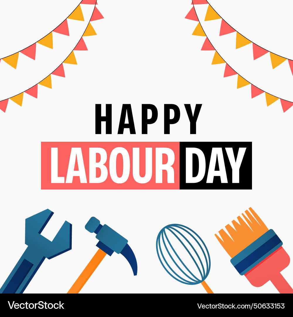Happy labour day design in flat style Royalty Free Vector