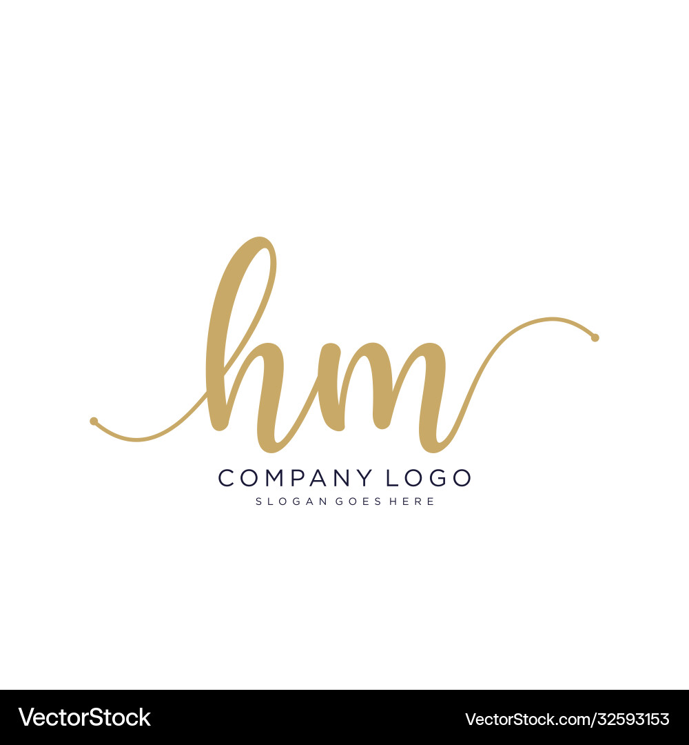 Hm initial handwriting logo design Royalty Free Vector Image