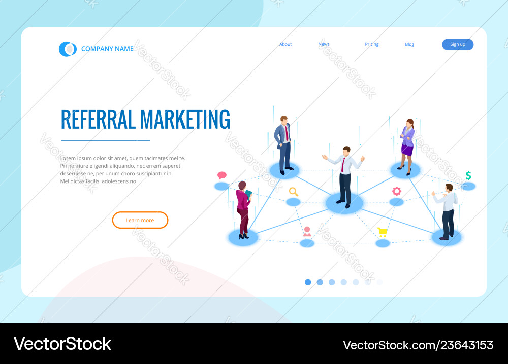 Isometric referral marketing network Royalty Free Vector