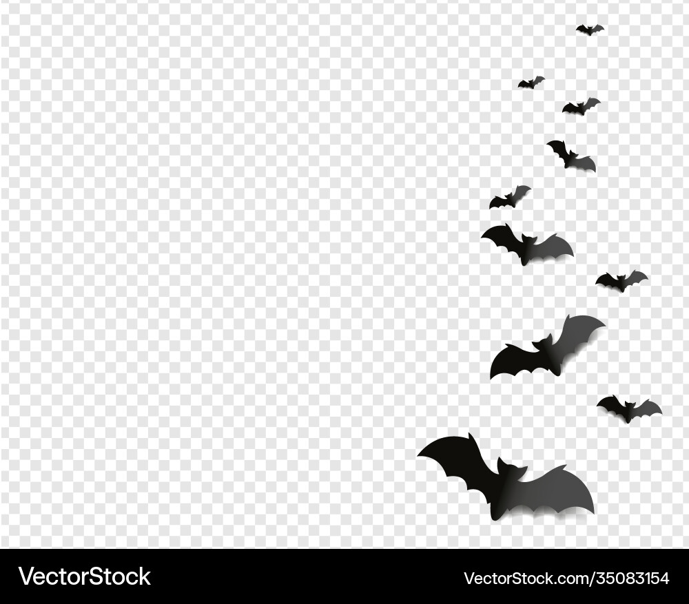 Black bats isolated transparent background Vector Image